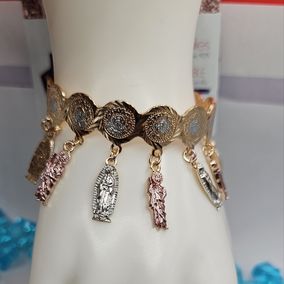 Gold-plated | Jewelry | Saint Jude Virgin Mary Coins Bracelet Gold ...